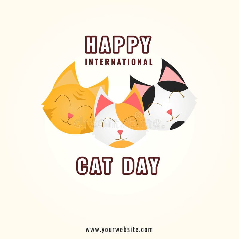 International Cat Day Poster Social Media Post Template with Cat Face ...