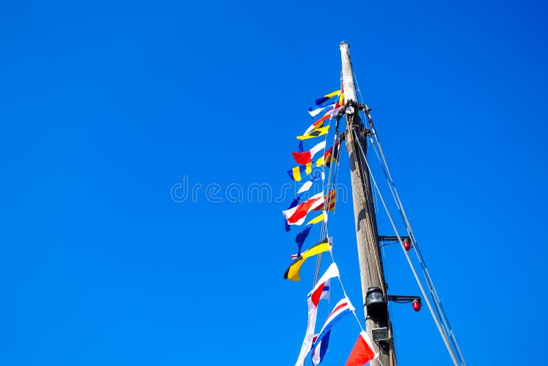 International Code of Signals Flags on the Mast of a Sailing Boat ...