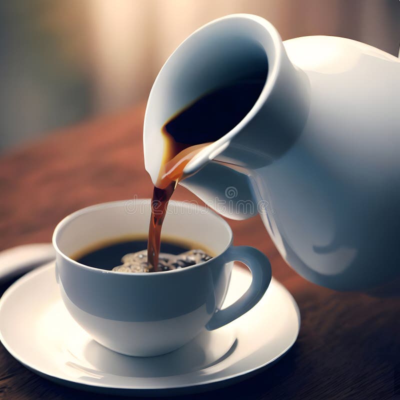 International Coffee Day with Liquid Coffee Pouring on Coffee Cup Ai ...