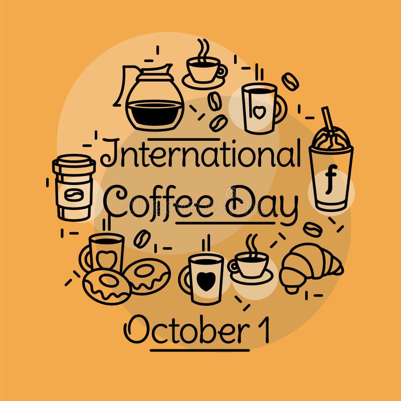 International Coffee Day, October 1 Stock Vector - Illustration of ...