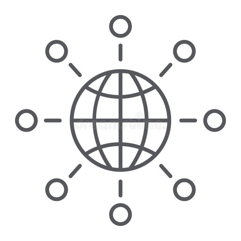 International Communication Thin Line Icon, World and Connect, Global ...