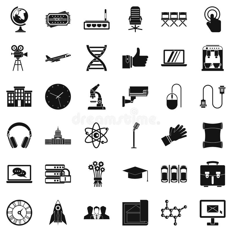 International Conference Icons Set, Simple Style Stock Vector ...