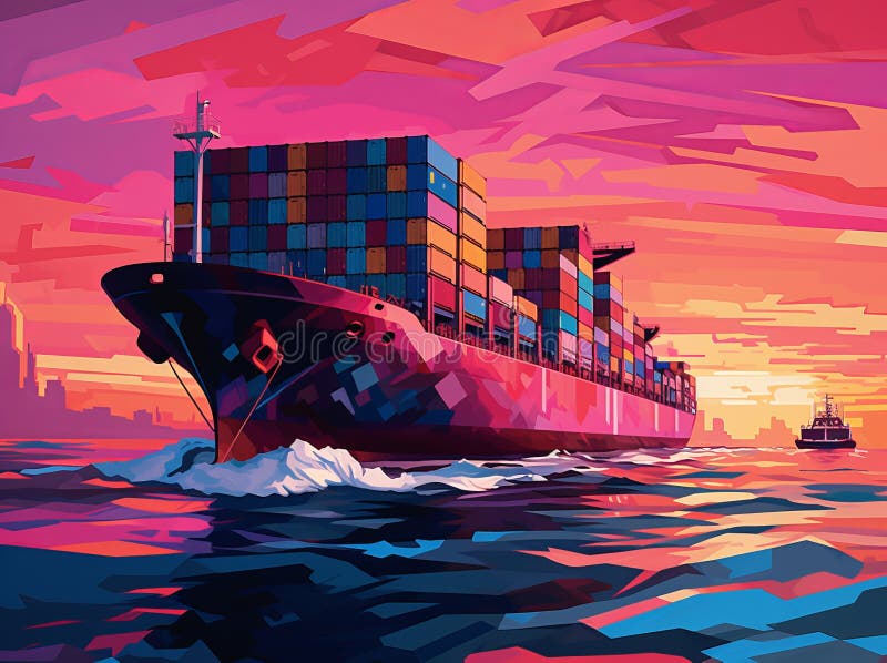 International by Container Cargo Ship Boa Stock Photo - Image of heavy ...