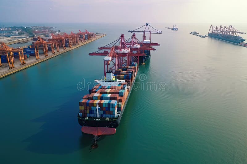 International Container Cargo Ship in the Harbor,Freight Transportation ...