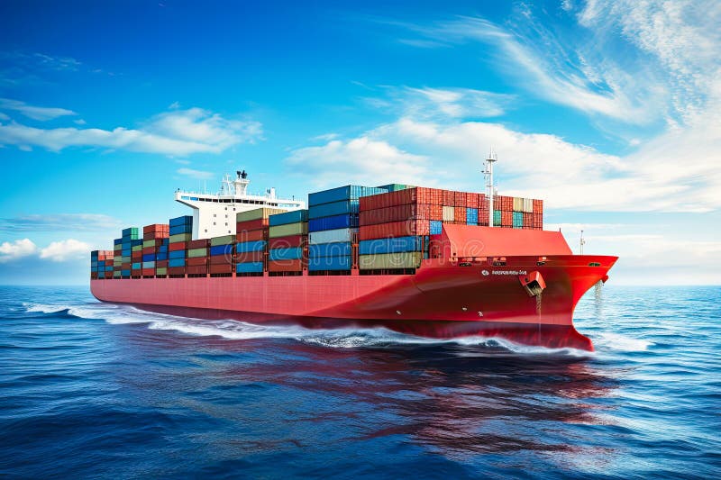 International Container Cargo Ship in the Ocean Stock Image - Image of ...