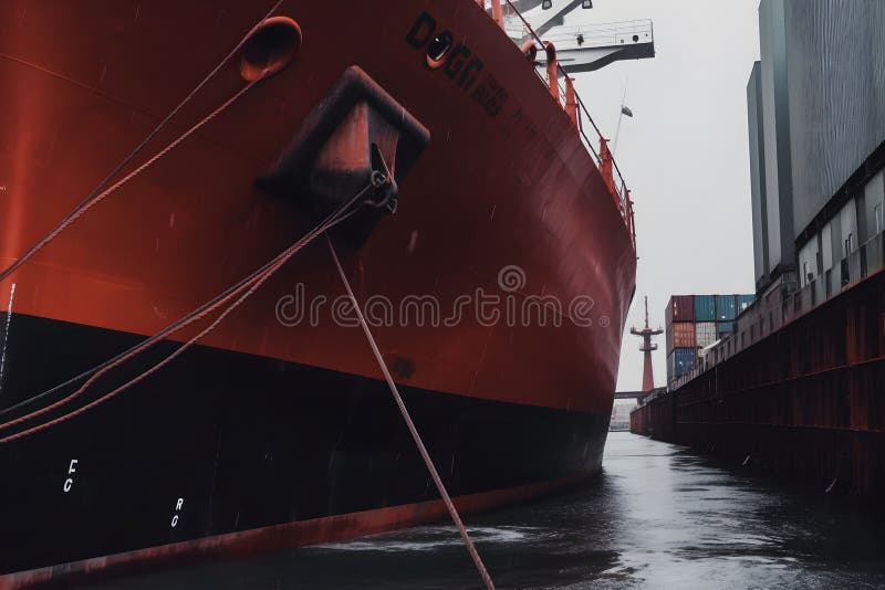International Container Cargo Ship in the Ocean. Neural Network AI ...