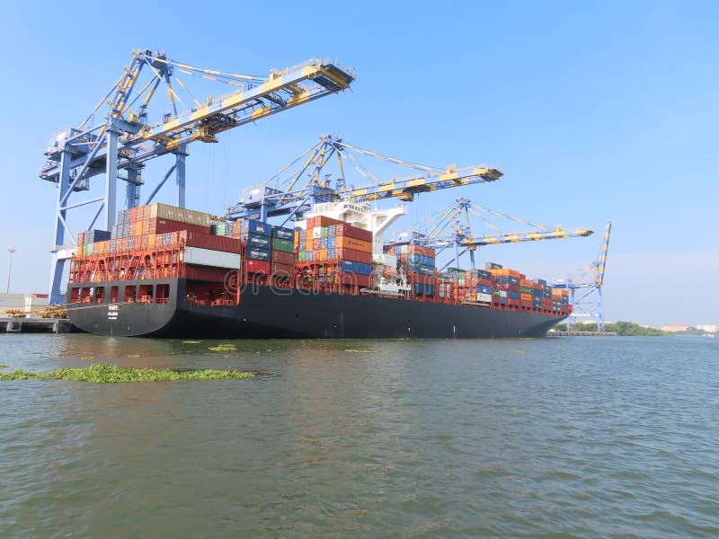 The International Container Transhipment Terminal Editorial Image ...