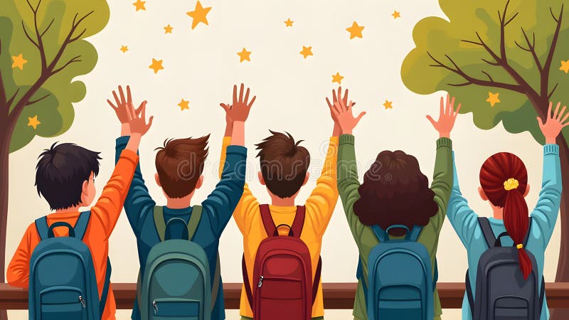 International Day of Education Banner with Group of Kids. Stock ...