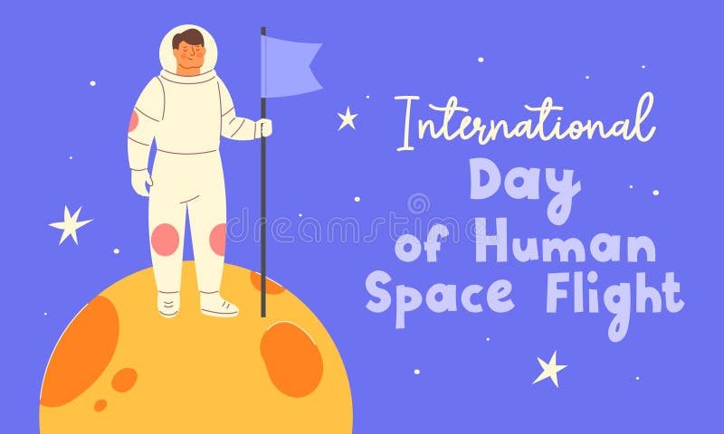 International Day of Human Space Flight. Horizontal Banner Stock Vector ...