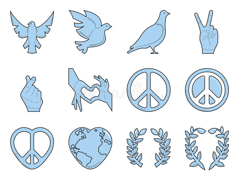 International Day of Peace Filled Outline Stock Vector - Illustration ...