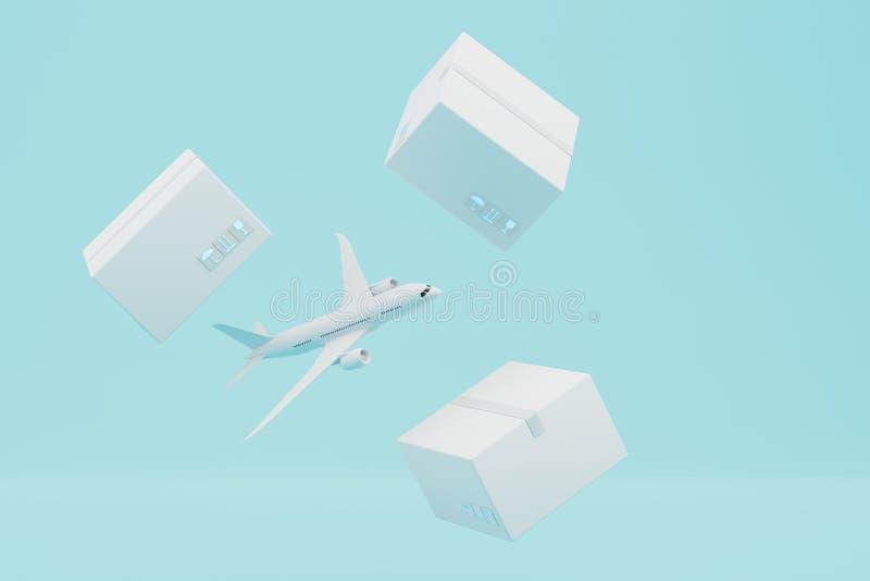 International Delivery of Parcels by Plane. an Airplane and Parcels ...