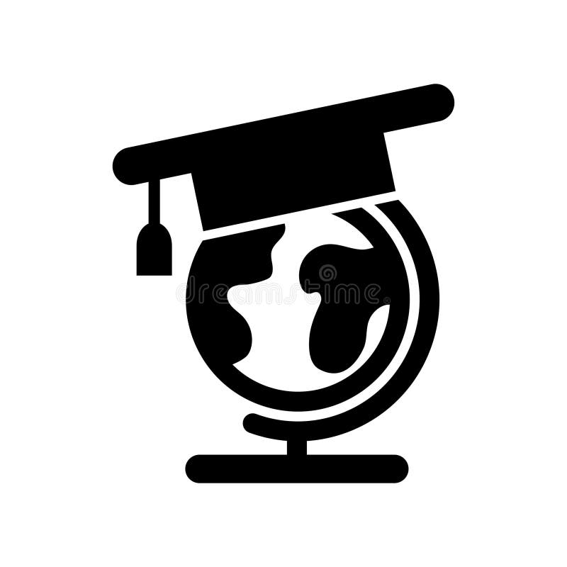 International Education Icon. Graduation Cap Perched Atop a Globe ...