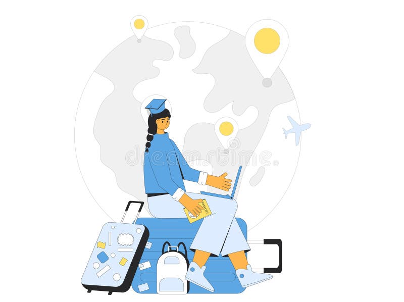 International Education Migration Program. Digital Nomad Visa. Vector Illustration Stock Vector ...