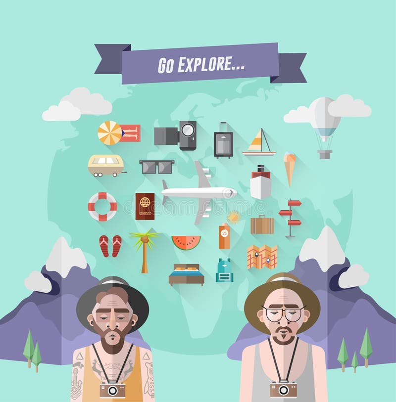 International Explorer Vector with Earth and Illustrations Stock Vector ...