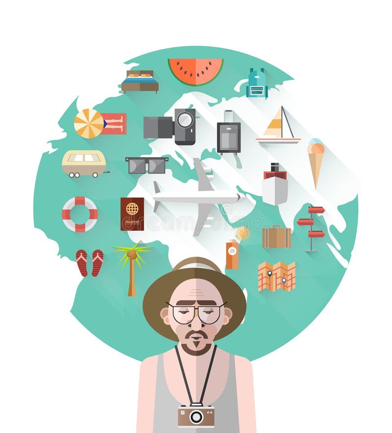 International Explorer Vector with Earth and Illustrations Stock Vector ...