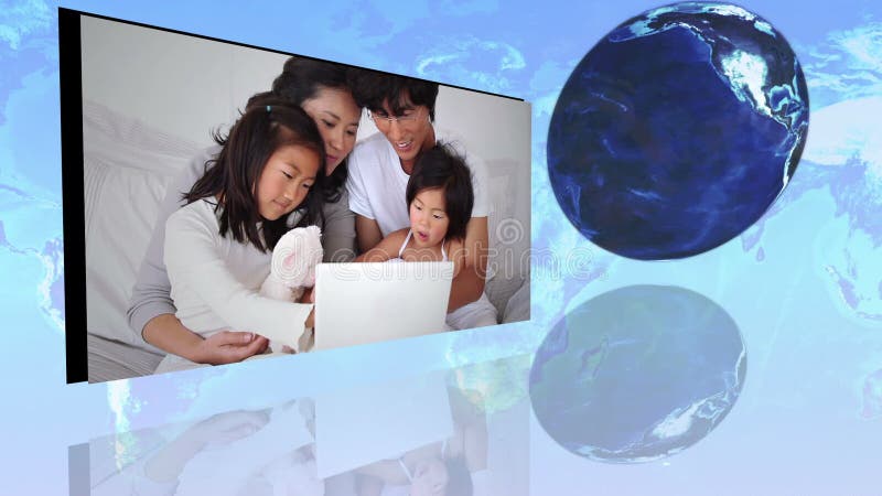 International Families Using Internet with an Earth Image Courtesy of ...