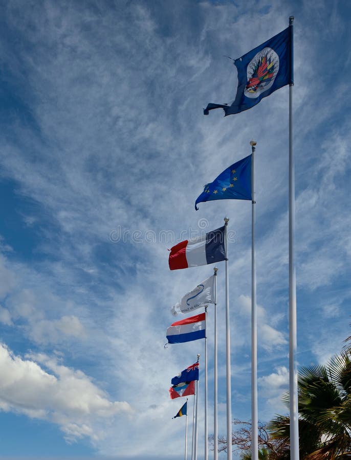 International Flags Against Sky Stock Image - Image of national ...