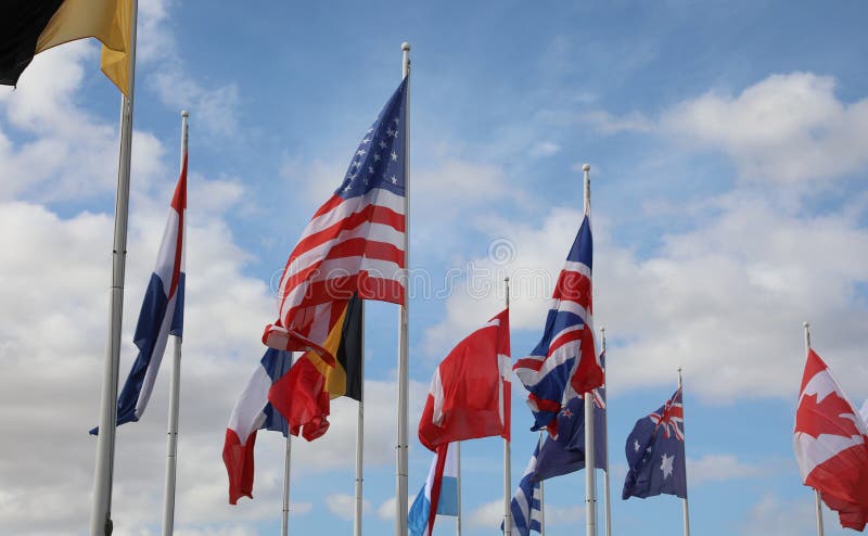 International Flags Flying during the International Meeting Stock Photo ...