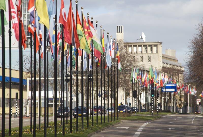 International Flags in the Hague Stock Photo - Image of nations, europe ...