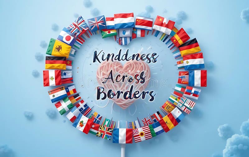 International Flags, Heart Shape, Mosaic Pattern, Global Unity Stock ...