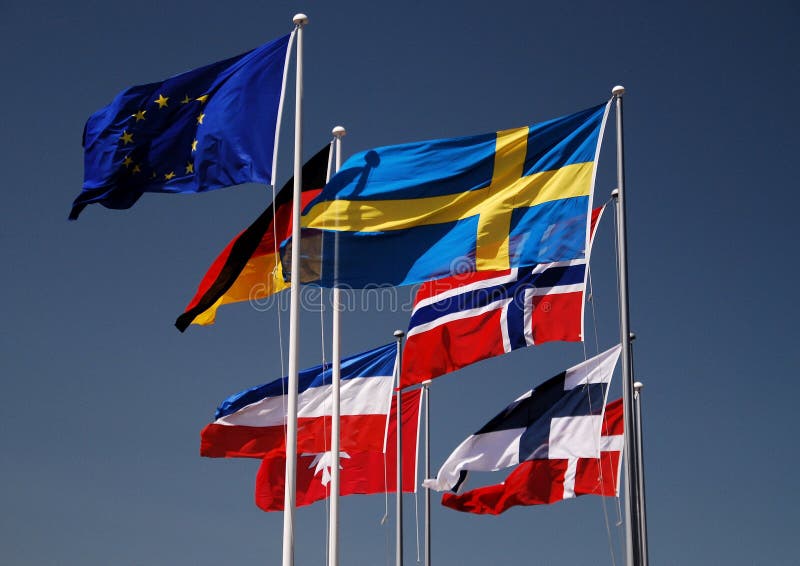 Swedish and EU Flag in Front of the Swedish Parliament Editorial Image ...