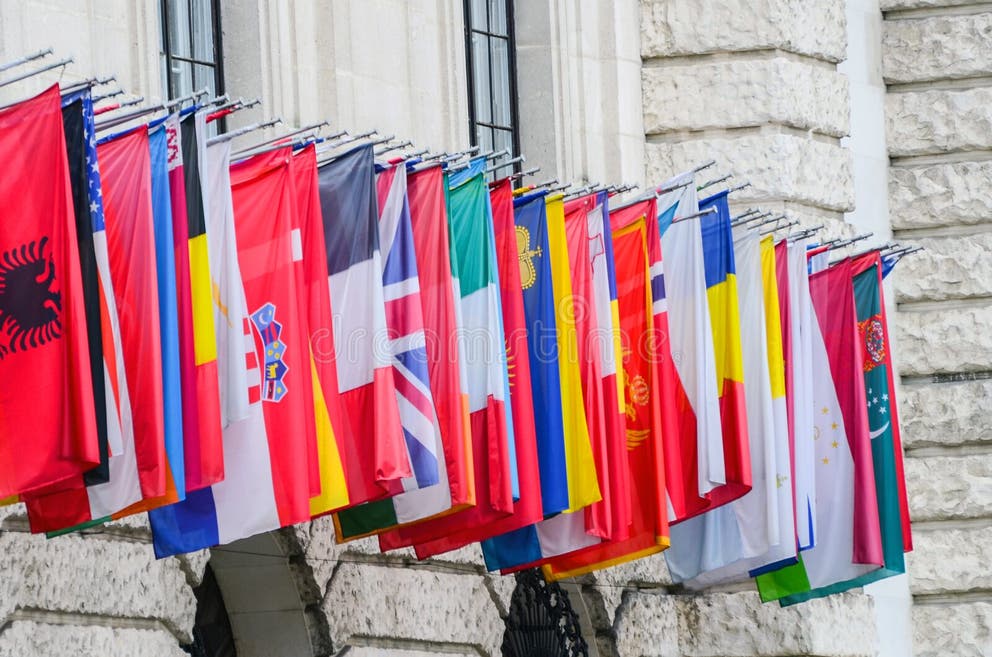 International Flags in a Row Stock Image - Image of flags, economy ...