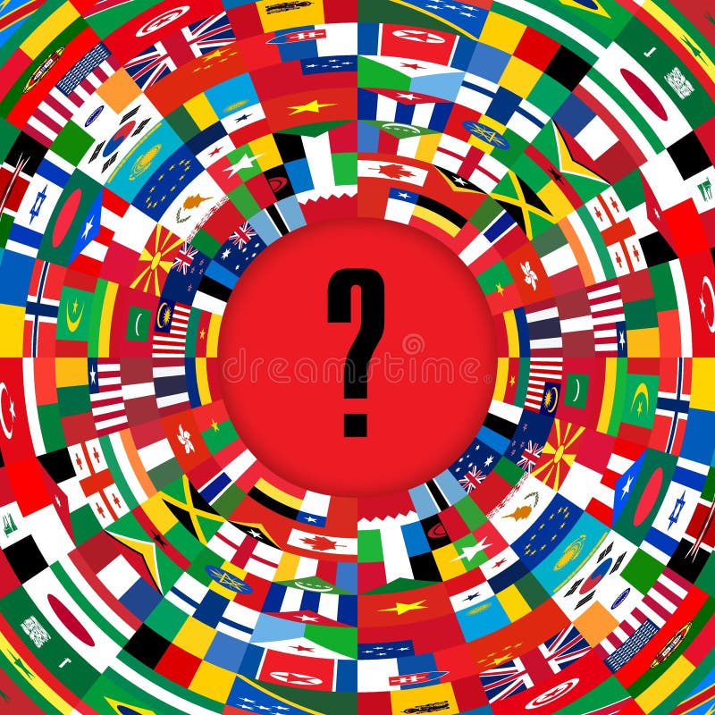 International Flags Stretched Out into Tunnel with Distant Exit ...