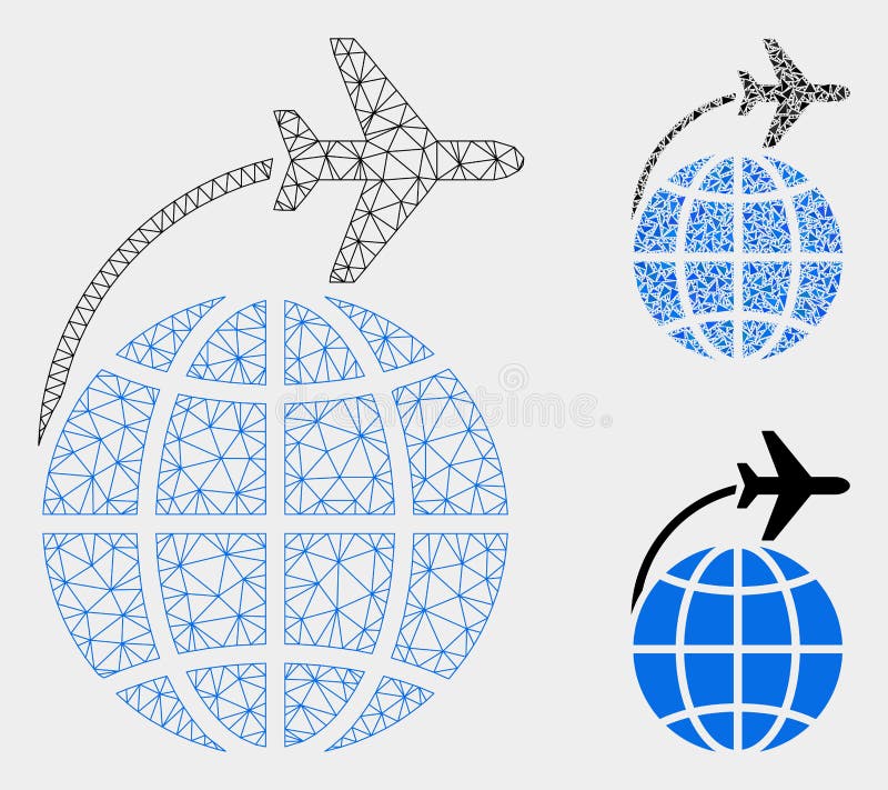 International Flight Vector Mesh Wire Frame Model and Triangle Mosaic ...
