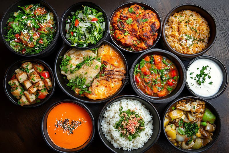 International Food Concept Featuring Various Dishes Stock Image - Image ...