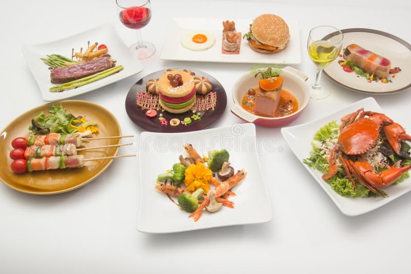 International Food for Dinner Stock Photo - Image of cuisine, food ...