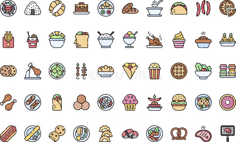 International Food Icons High-Quality Vector Icons Collection with ...