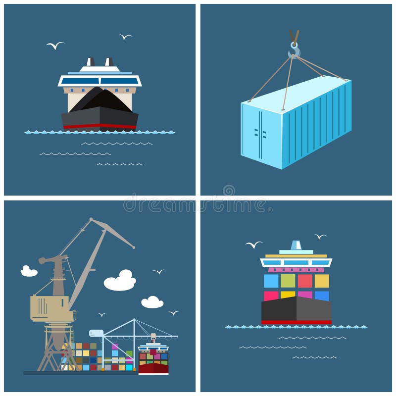 Set of Cargo Icons, Freight Transportation Stock Vector - Illustration ...