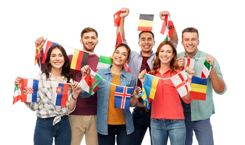 World People Holding Their Flags Stock Photo - Image of emotions ...