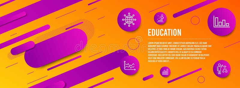 International Globe, Histogram and Diagram Chart Icons Set. Graph Chart ...