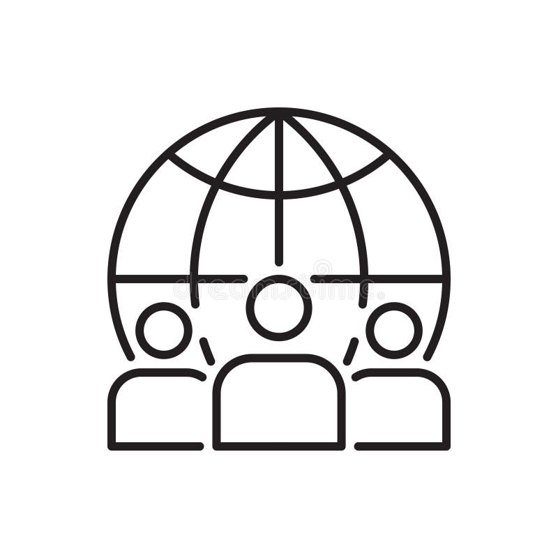 International Group Line Icon on White Stock Illustration ...