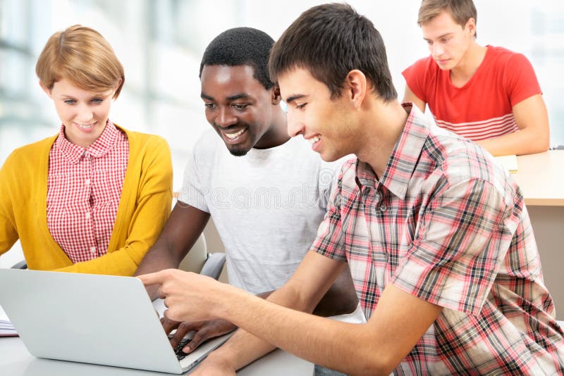 Group of Diversity College Students Learning on Campus Stock Photo ...