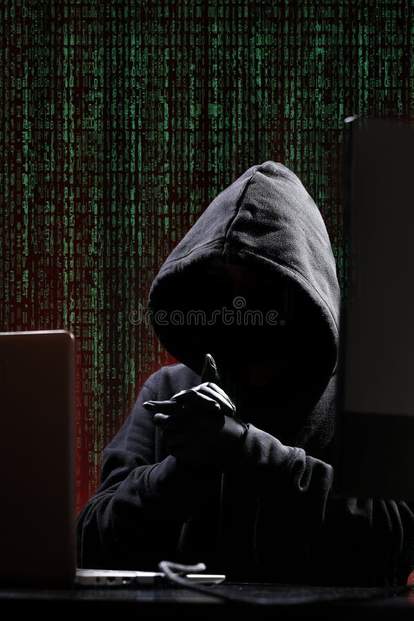 Hackers Trying To Hide in the Dark Stock Image - Image of criminal ...