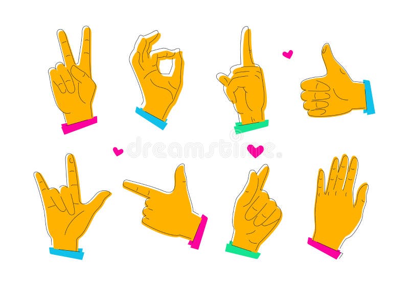 International Hand Gestures - Set of Flat Design Style Illustrations ...