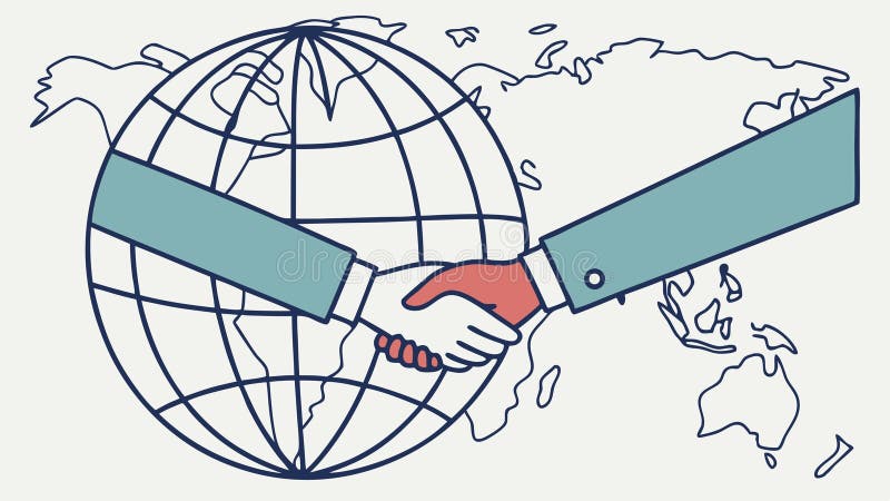 International Handshake. Global Collaboration Concept, Vector Design Generative AI Stock Vector ...