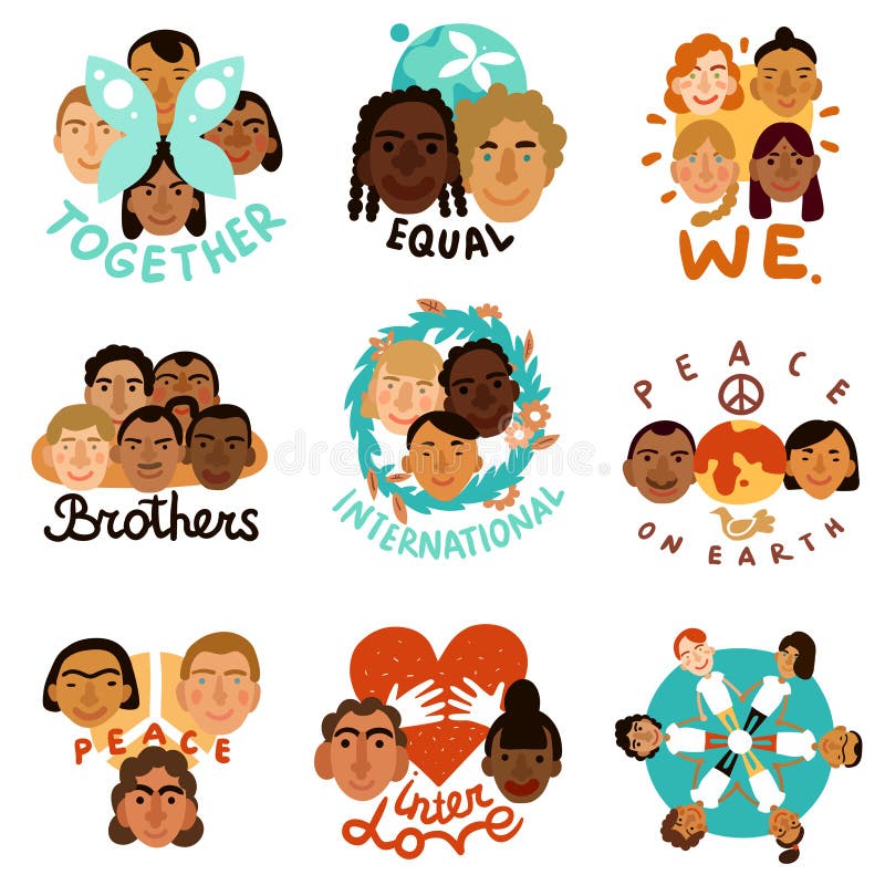 International Friendship Symbols Emblems Stock Vector - Illustration of ...