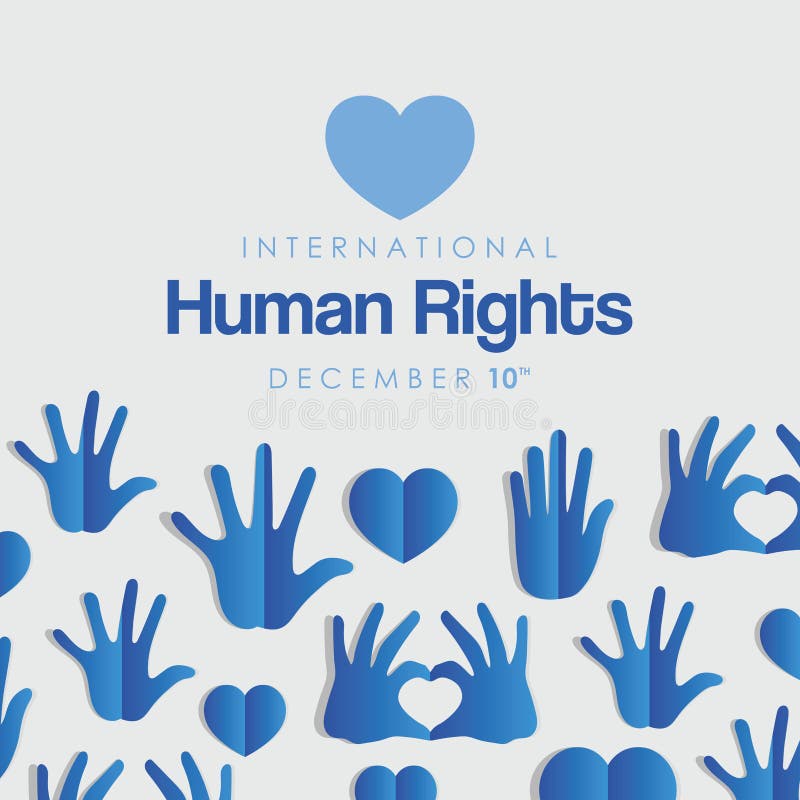 International Human Rights and Blue Hands with Hearts Vector Design ...