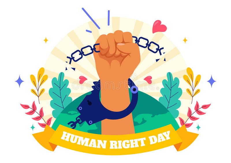 Human Rights Day Template Hand Drawn Flat Cartoon Illustration with ...