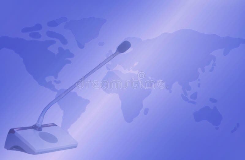 International Influence is Shown in Concept of Microphone and World Map ...