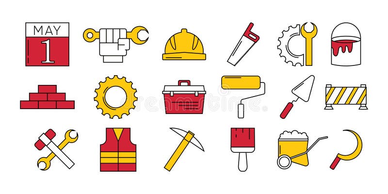 International Labour Day Icons Set. 1st May Worker S Day Stock Vector ...