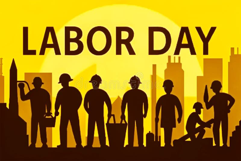 Labor Day Celebration Background. Happy Labor Worker with the City ...
