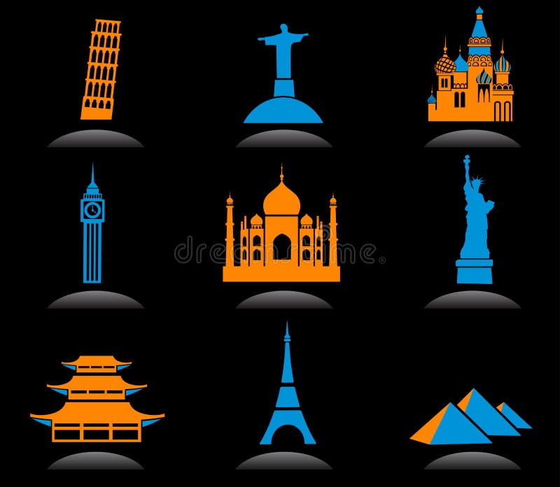 World Landmarks icons stock vector. Illustration of bangkok - 54202071