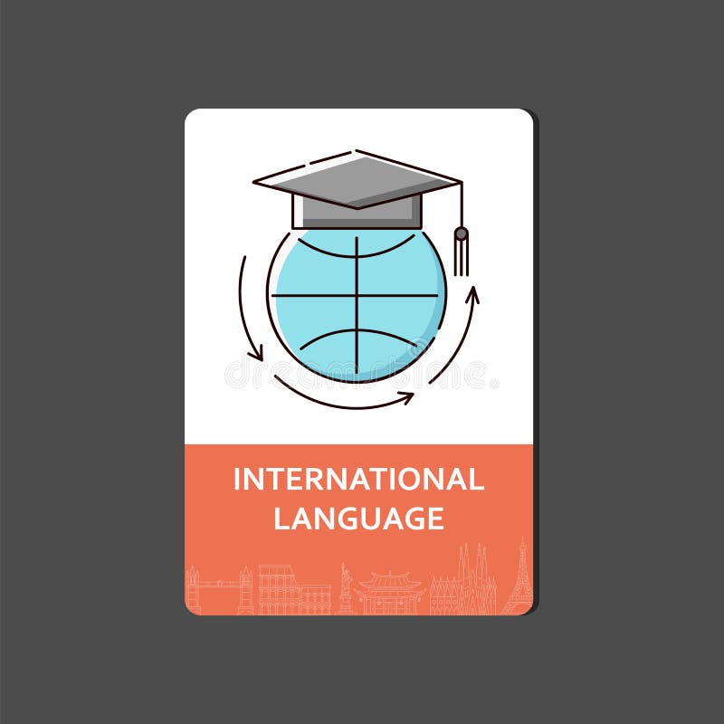 International Language Banner with Icon of Globe Vector Illustration ...