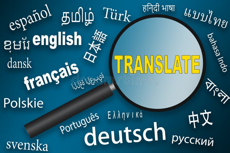 International Language Translation Search Concept with Magnifying Glass ...