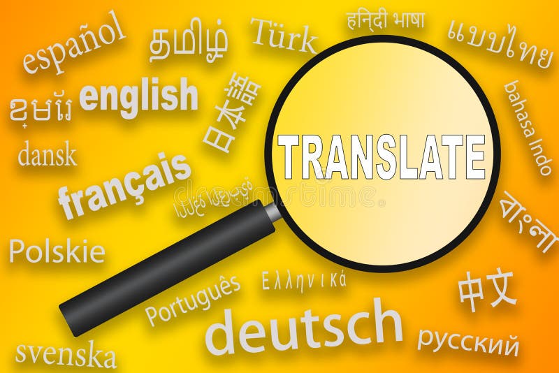 International Language Translation Search Concept with Magnifying Glass ...