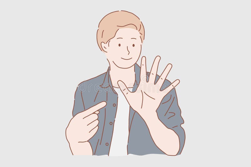 International Lefthanders Day Concept. Man Showing His Five Fingers ...